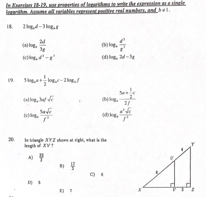 Solved In Exercises 18-19, use properties of logarithms to | Chegg.com