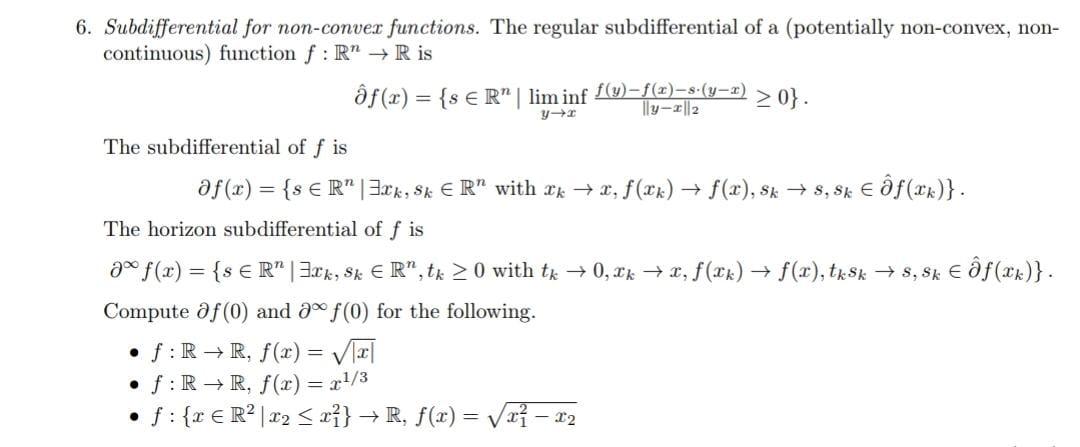 Solved Y 2 6 Subdifferential For Non Conver Functions The