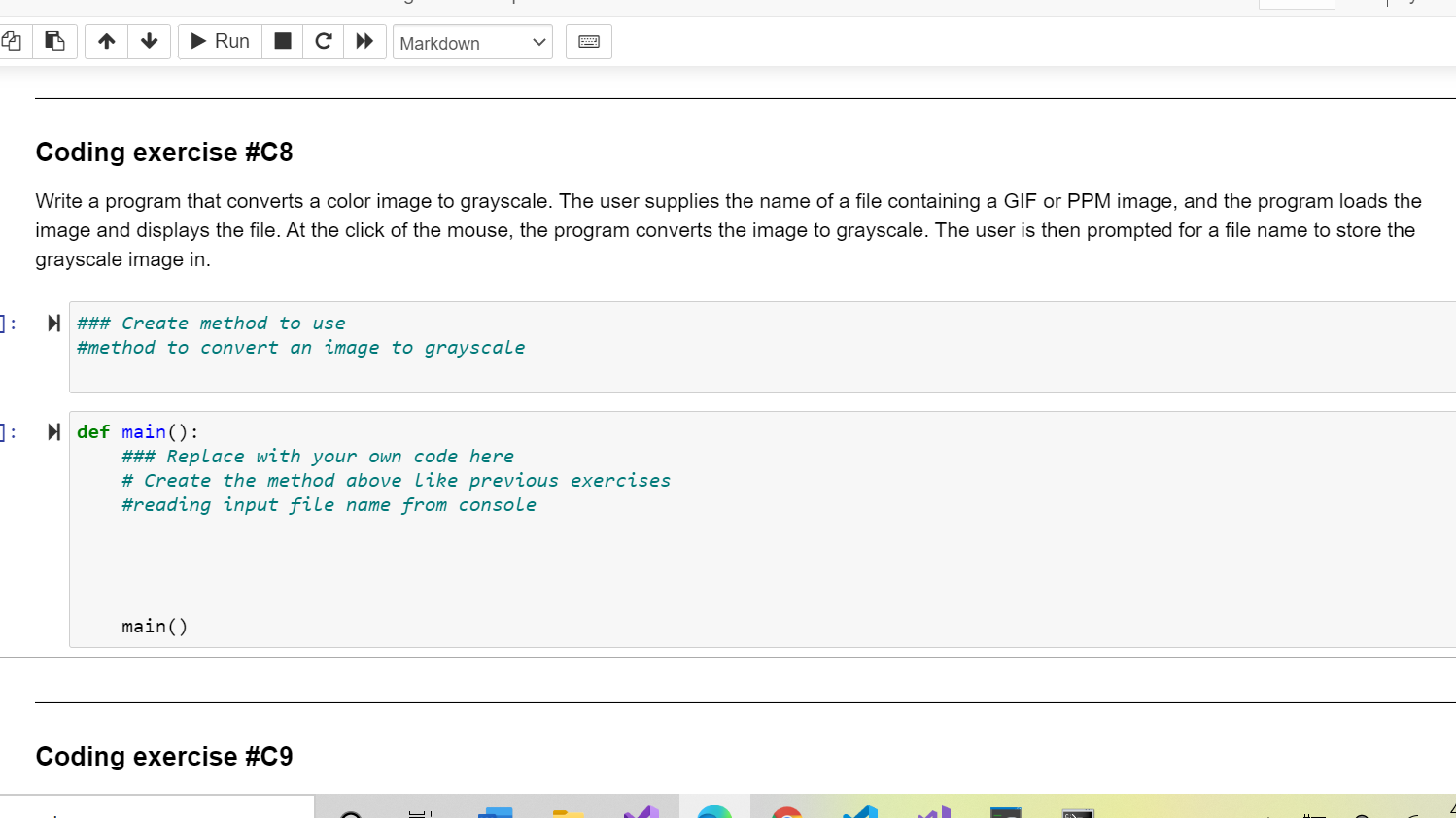 Solved Run с Markdown Coding exercise #C8 Write a program | Chegg.com
