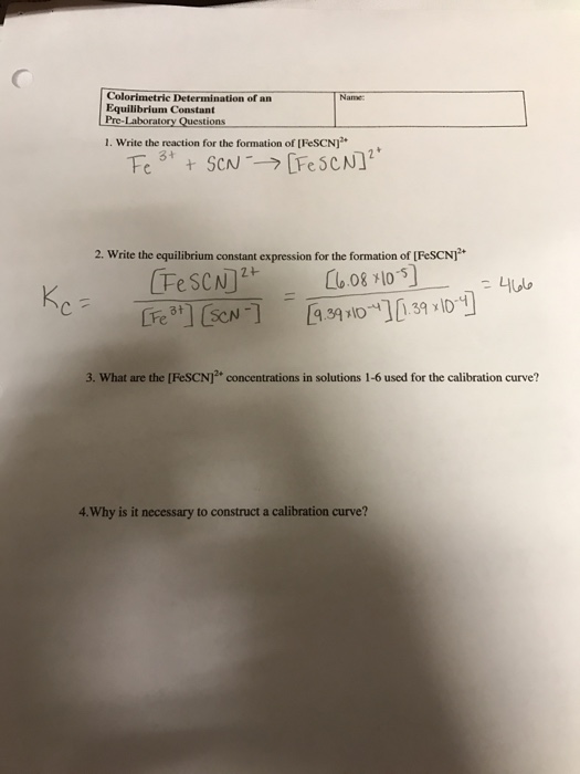Solved Write the reaction for the formation of [FeSCN]^2+ | Chegg.com