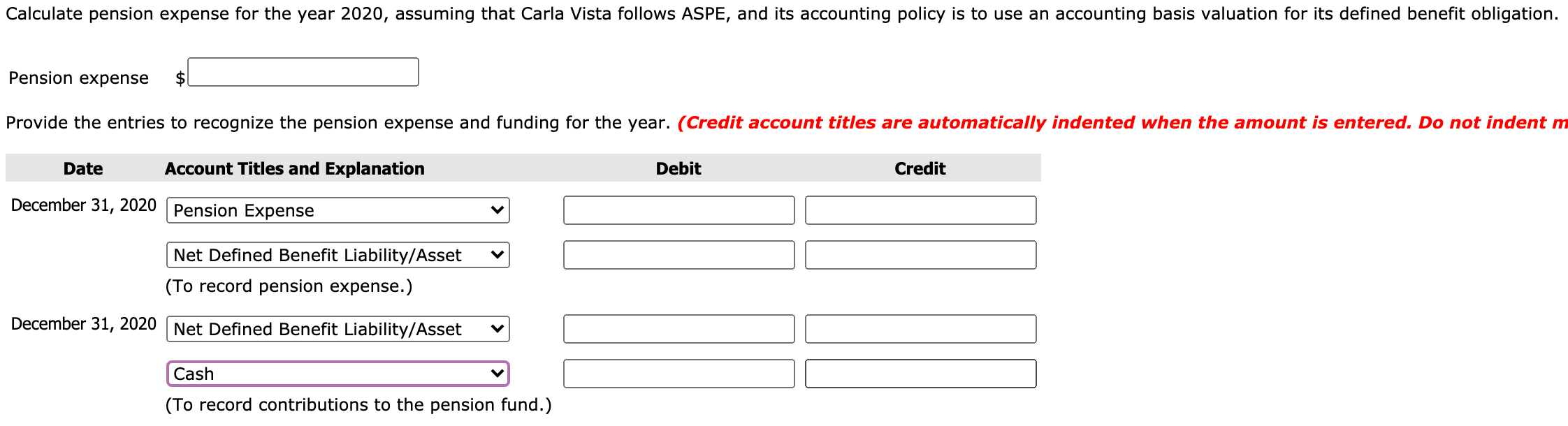 Solved Calculate pension expense for the year 2020, | Chegg.com