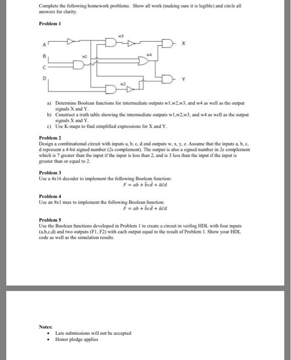 Solved Complete the following homework problems. Show all | Chegg.com