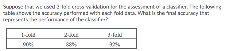 Solved Suppose that we use 3-fold cross validation for the | Chegg.com