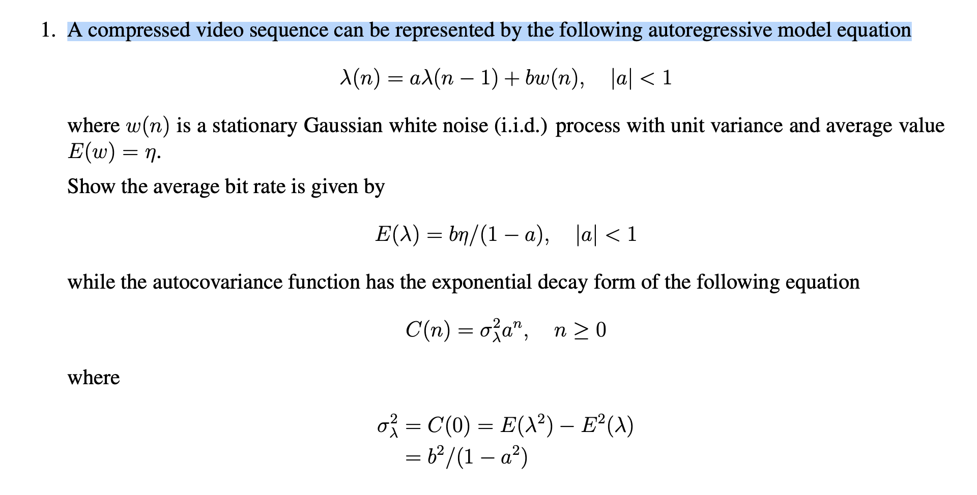 1. A compressed video sequence can be represented by | Chegg.com