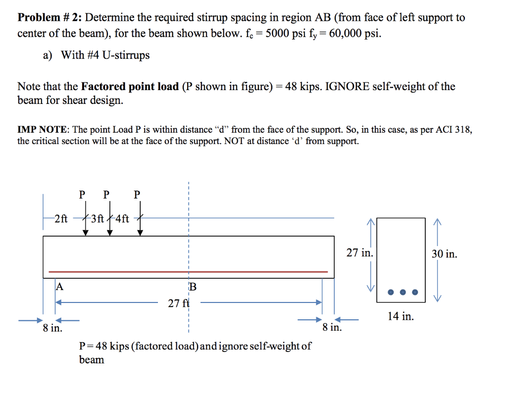 Solved Problem #2: Determine the required stirrup spacing in | Chegg.com