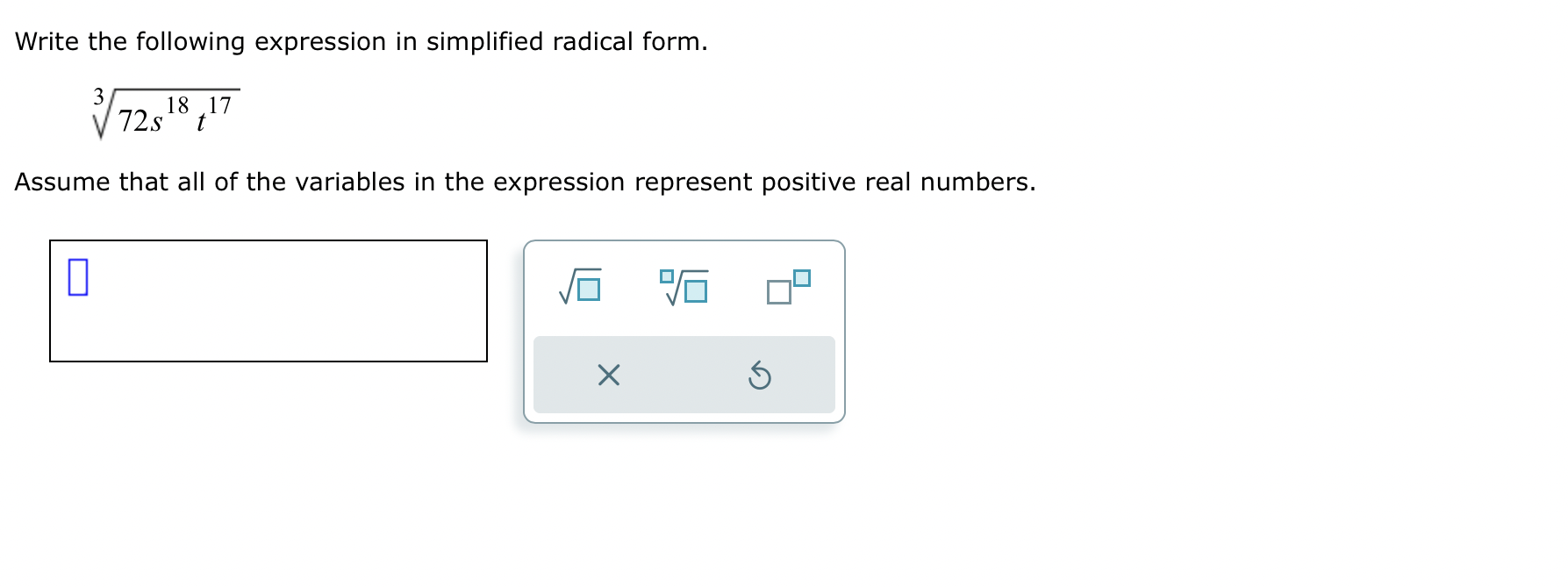 Solved Write the following expression in simplified radical | Chegg.com