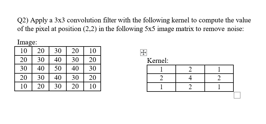 Solved Q2) Apply a 3×3 convolution filter with the following | Chegg.com