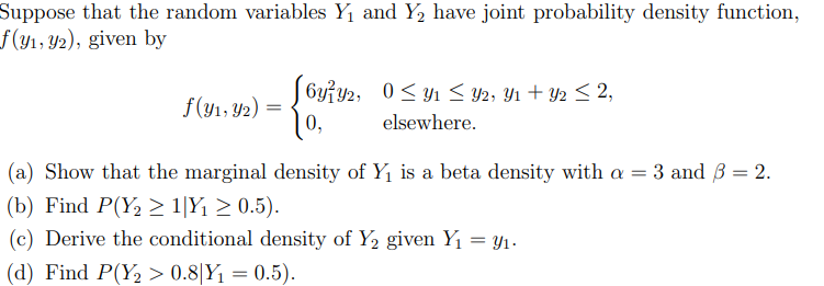 Solved Suppose that the random variables Y1 and Y2 have | Chegg.com