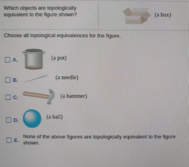 Solved Which objects are topologically equivalent to the | Chegg.com