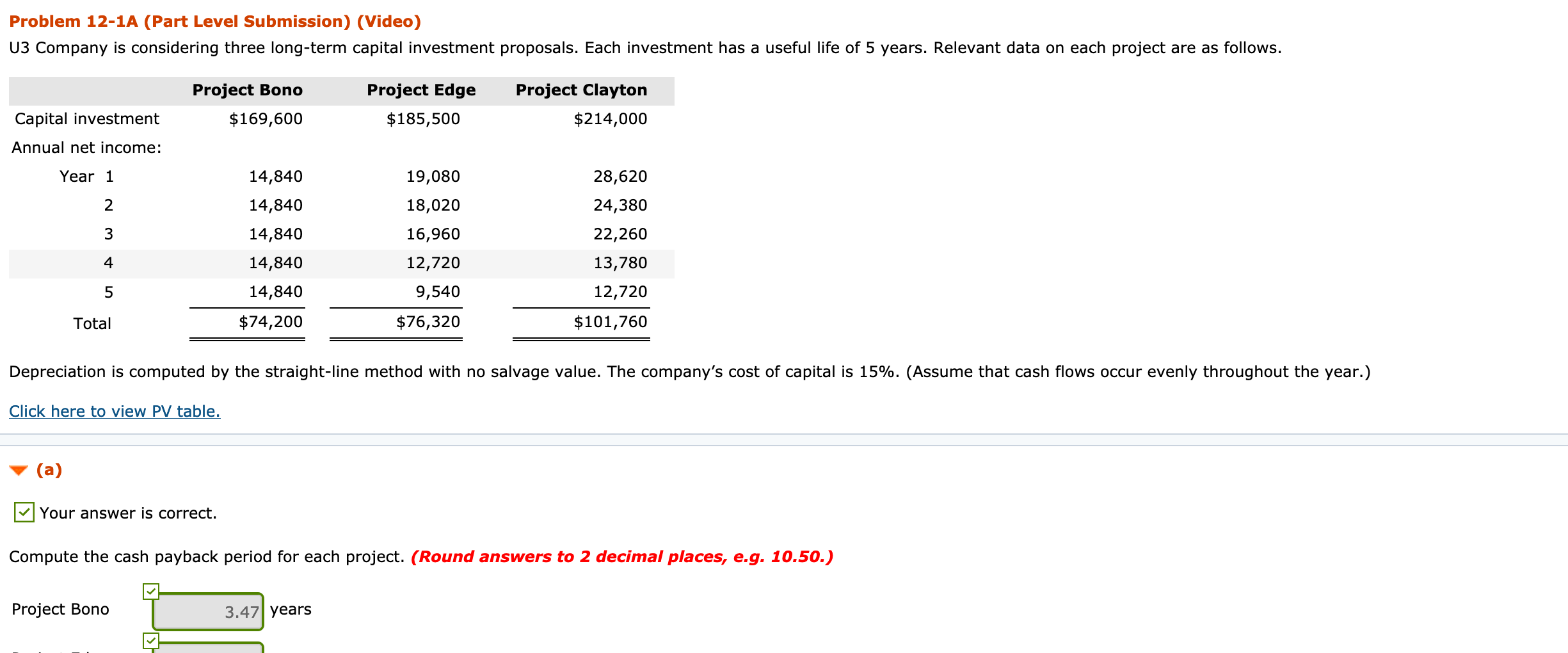 Solved Problem 12-1A (Part Level Submission) (Video) U3 | Chegg.com