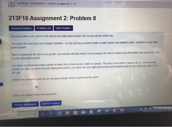 Solved webwork / 12018stat213/213118 assignment 2/8 213F18 | Chegg.com
