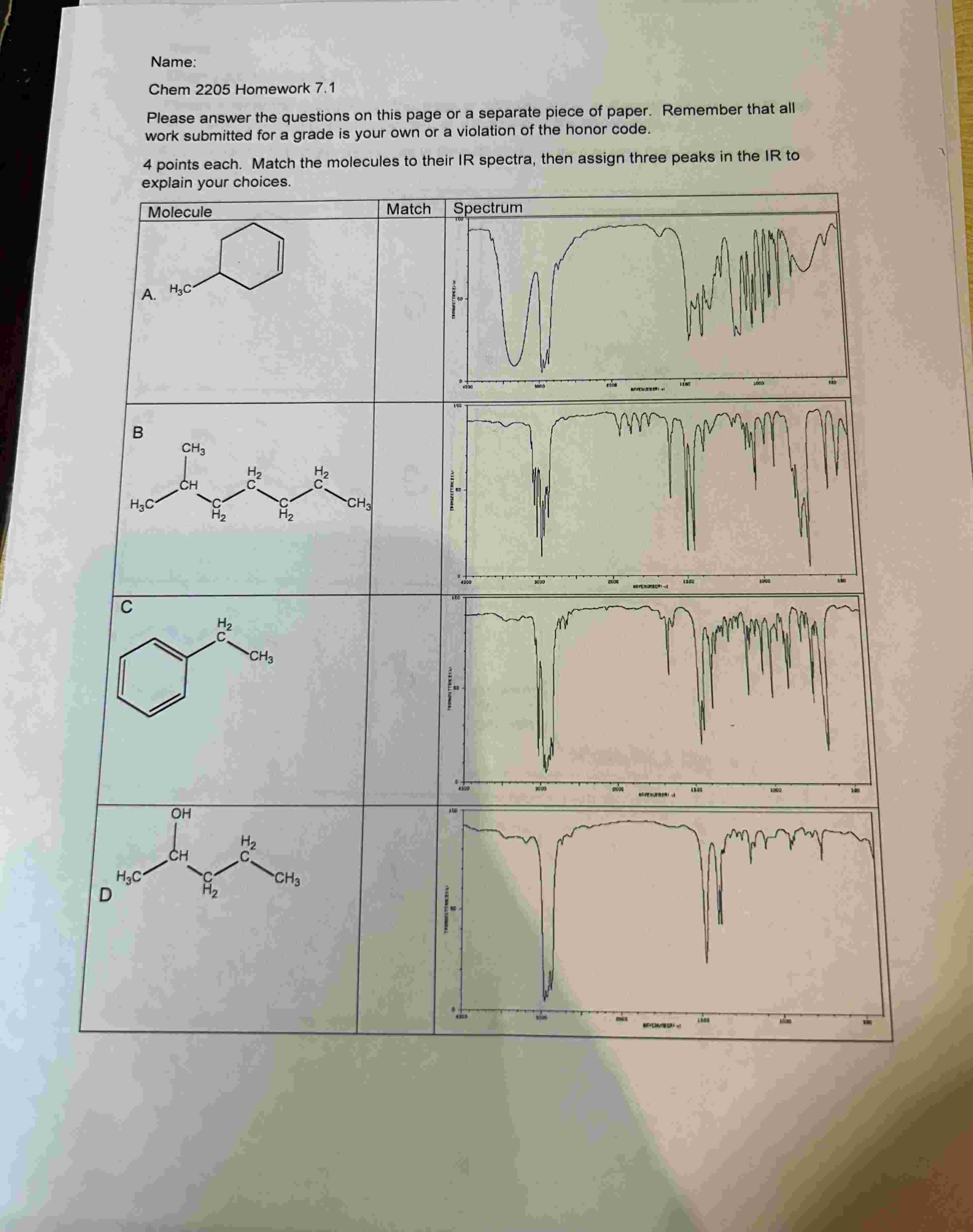 Solved Name:Chem 2205 ﻿Homework 7.1Please answer the | Chegg.com