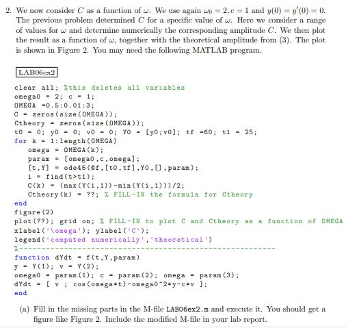 2. We now consider C as a function of w. We use again | Chegg.com