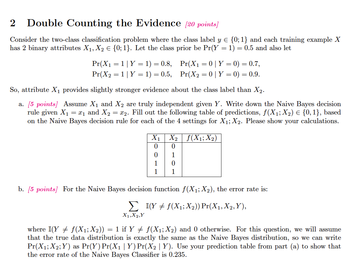Solved 2 Double Counting the Evidence (20 points] Consider | Chegg.com