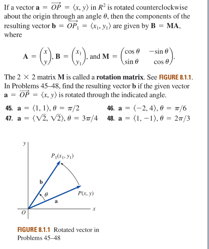 Solved If a vector a -OP -(x, y) in R2 is rotated | Chegg.com