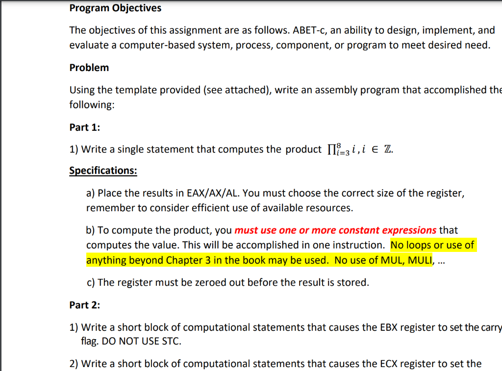 Solved: IMMEDIATE ASSEMBLY LANGUAGE HELP!!! Please Read Th... | Chegg.com