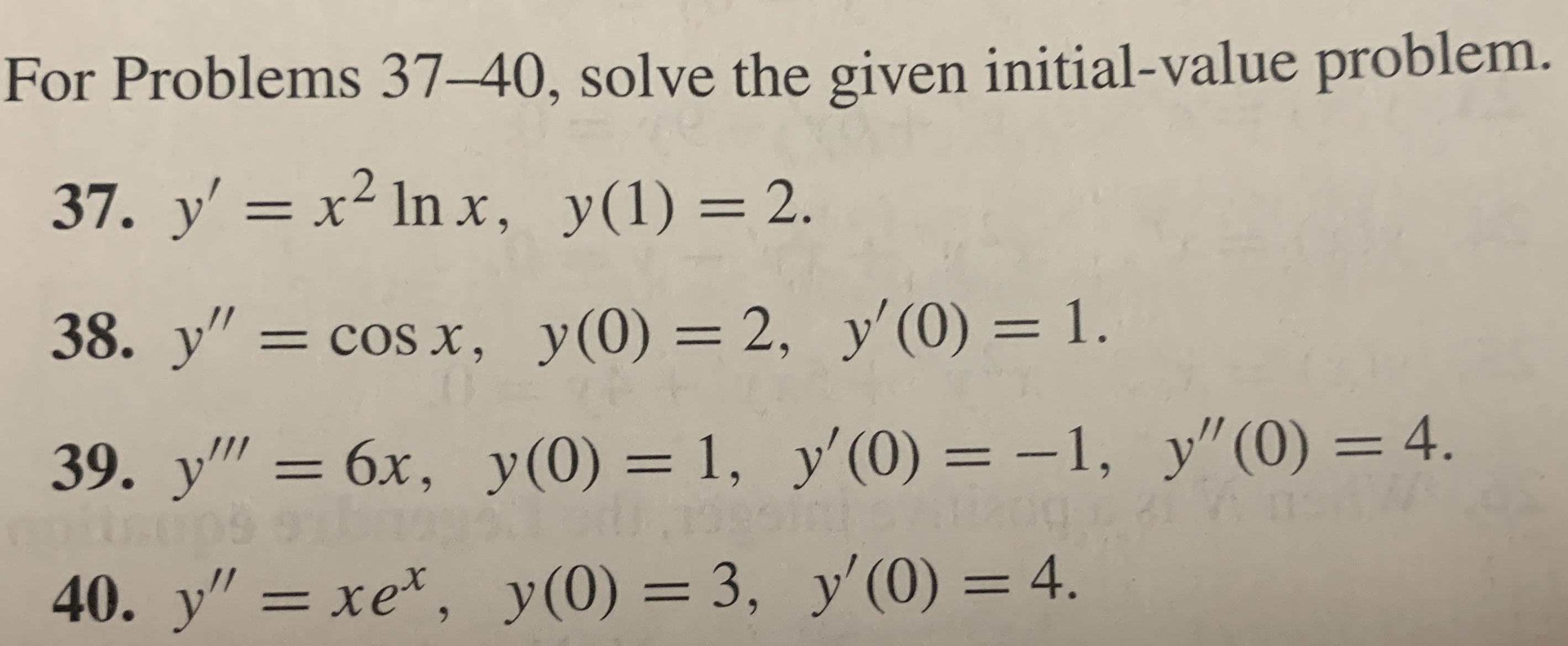 Solved For Problems 37-40, ﻿solve the given initial-value | Chegg.com