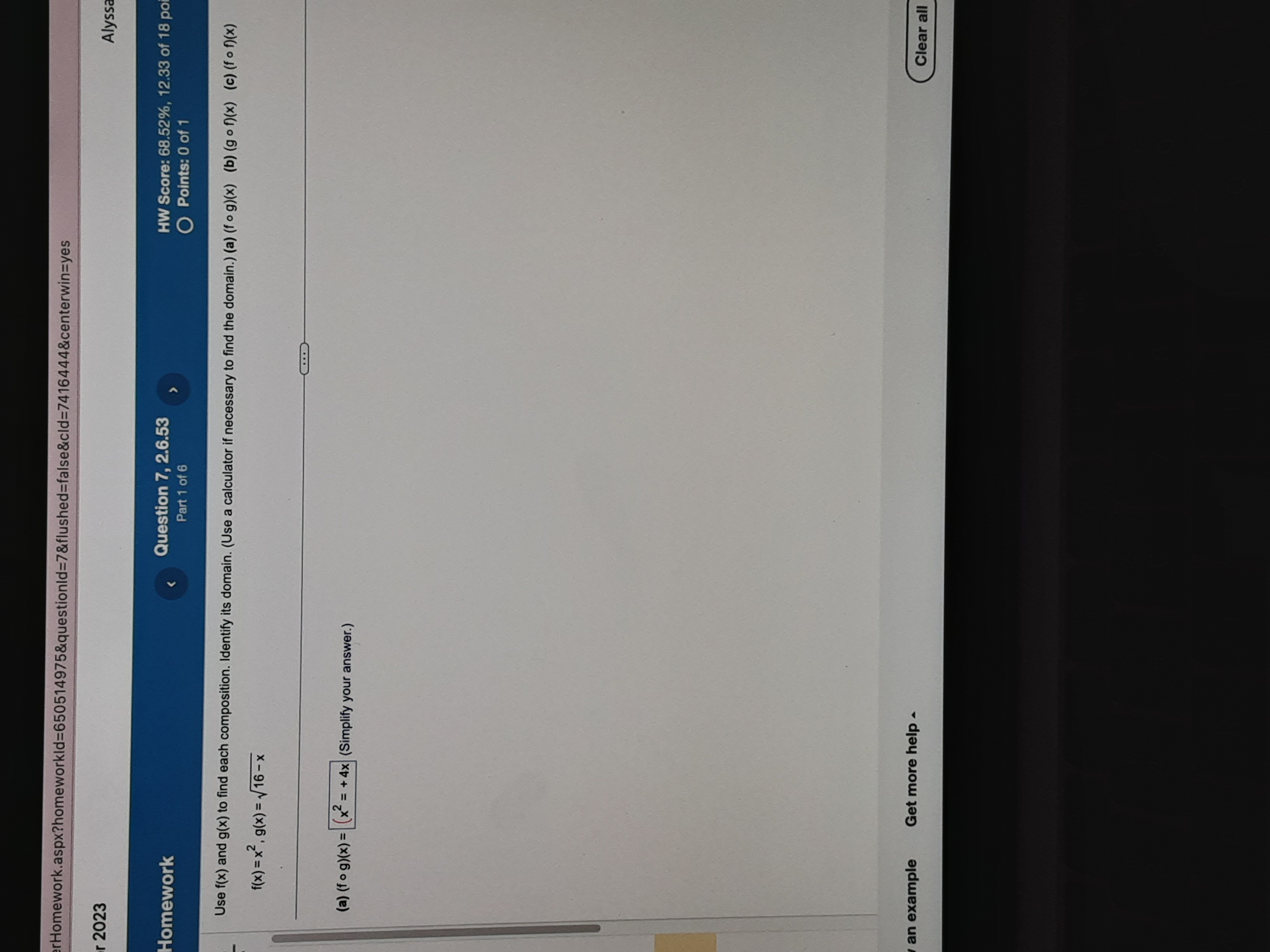 Solved Use f(x) and g(x) to find each composition. Identify | Chegg.com