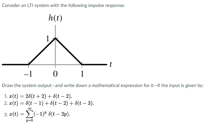 Solved Consider an LTI system with the following impulse | Chegg.com