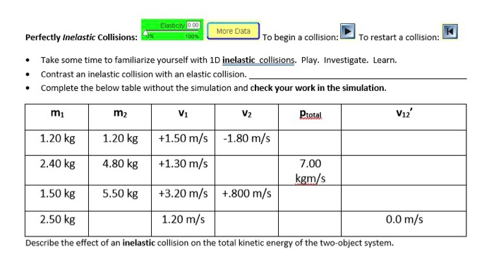Solved Momentum and Simple 1D Collisions PhET Lab | Chegg.com Solved Momentum and Simple 1D Collisions PhET Lab | Chegg.com