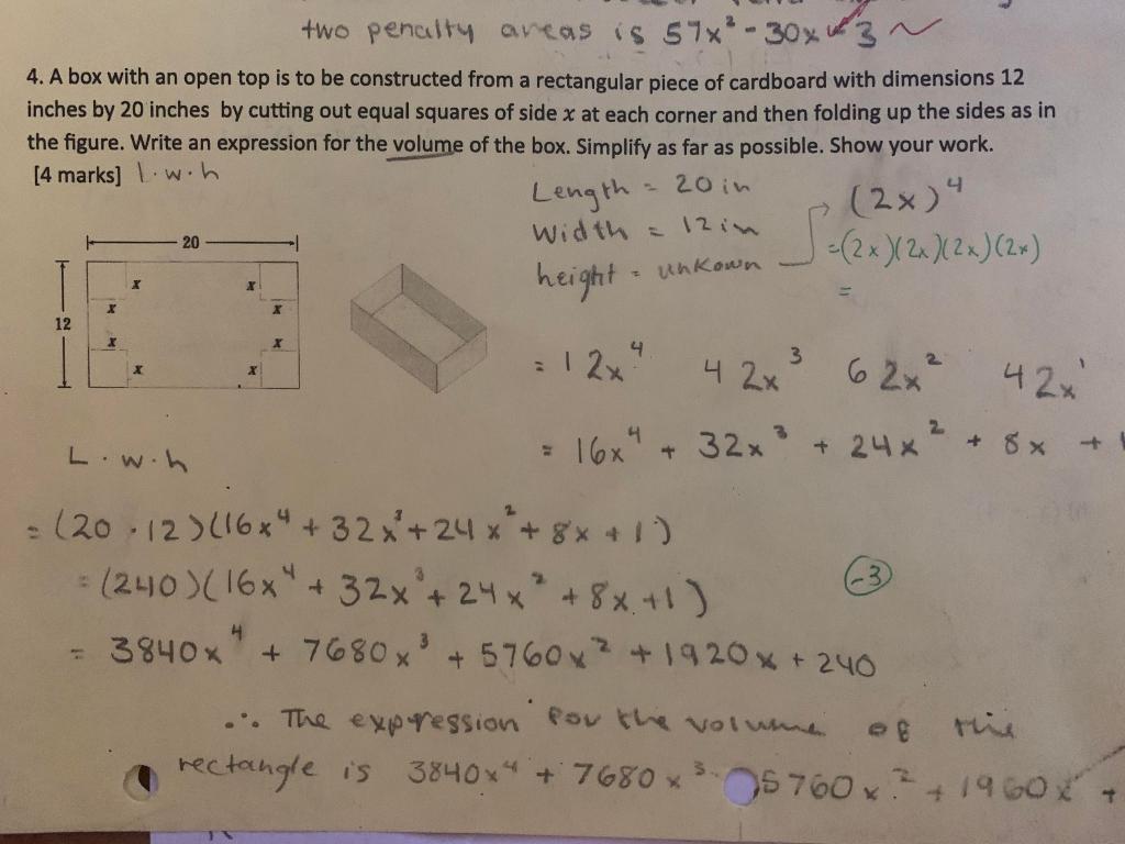 Solved 4. A box with an open top is to be constructed from a | Chegg.com