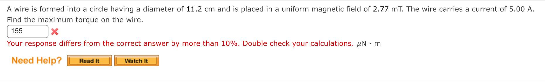 Solved A wire is formed into a circle having a diameter of | Chegg.com