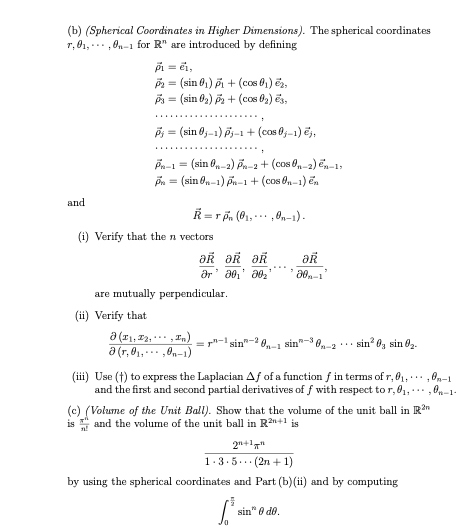 ProbleM 6 (Spherical Coordinates in Higher | Chegg.com