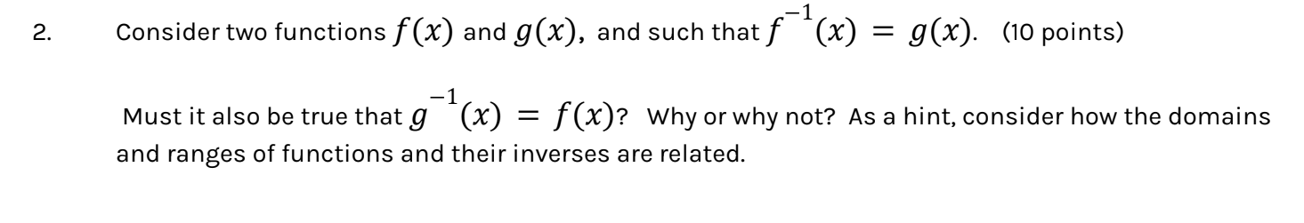 Consider two functions f(x) and g(x), and such that | Chegg.com