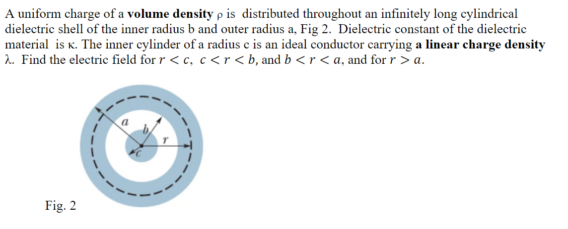 [Solved]: A uniform charge of a volume density \( \rho \)