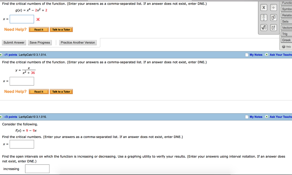 Solved Find the critical numbers of the function. (Enter | Chegg.com