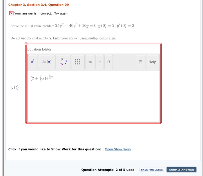 Solved Chapter 3, Section 3.4, Question 09 X Your answer is | Chegg.com