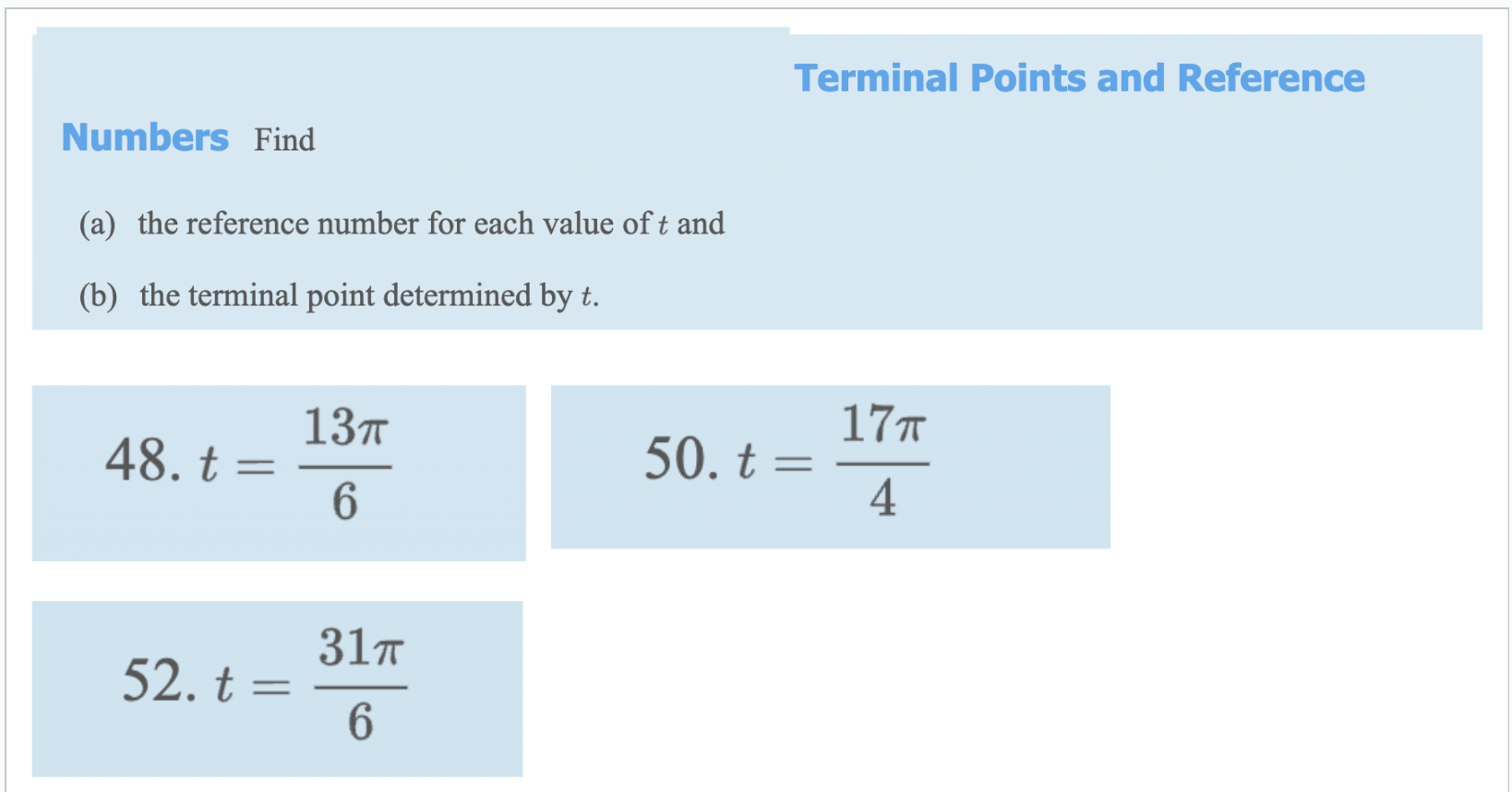 Solved e. 41-54 = ﻿Terminal Points and Reference Numbers | Chegg.com
