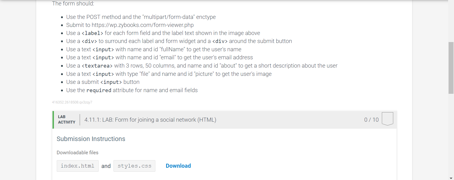 Solved I only need this lab in (HTML) only please NOT CSS, | Chegg.com