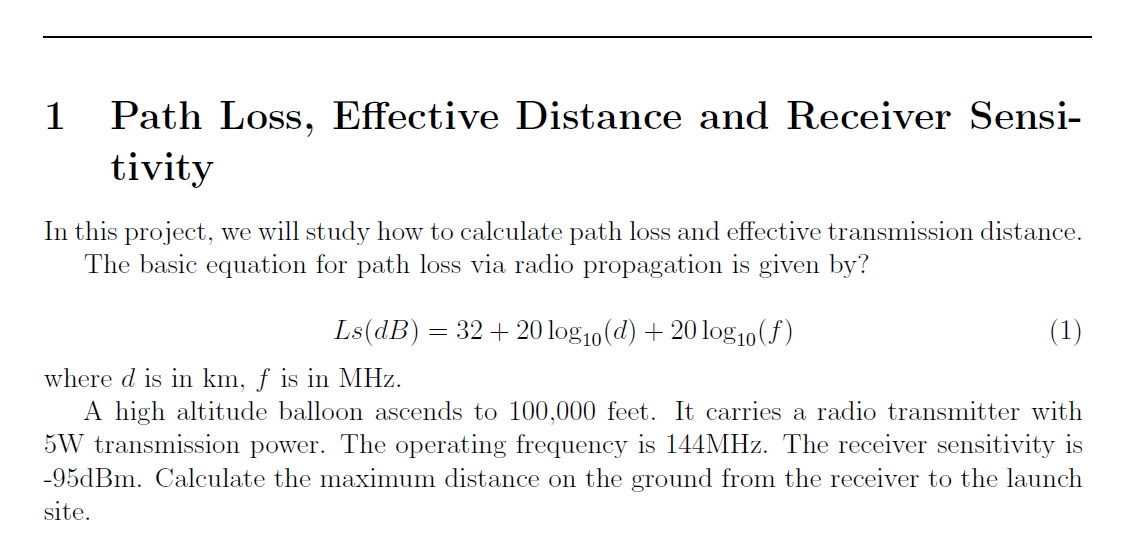 Solved 1 Path Loss, Effective Distance and Receiver | Chegg.com