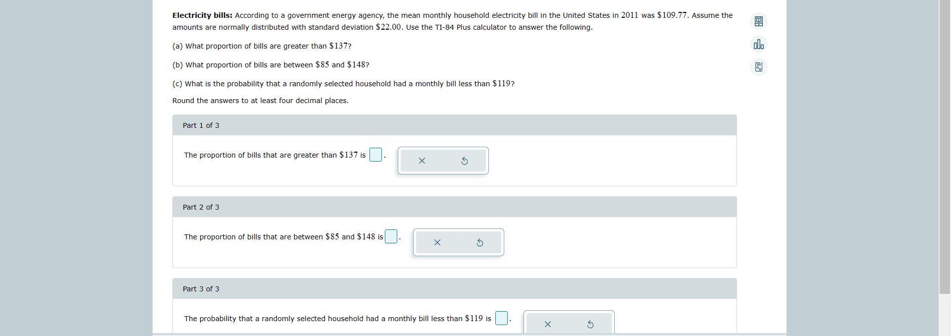 Solved Electricity bills: According to a government energy | Chegg.com