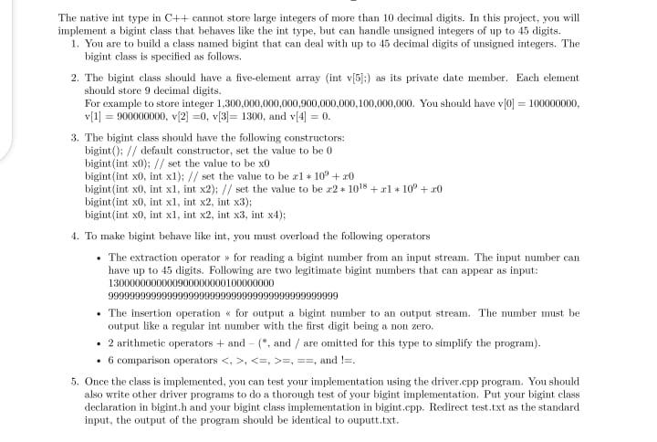 Solved The native int type in C++ cannot store large | Chegg.com