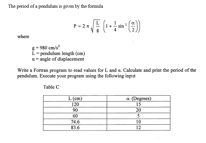 Solved The period of a pendulum is given by the formula L 1 | Chegg.com