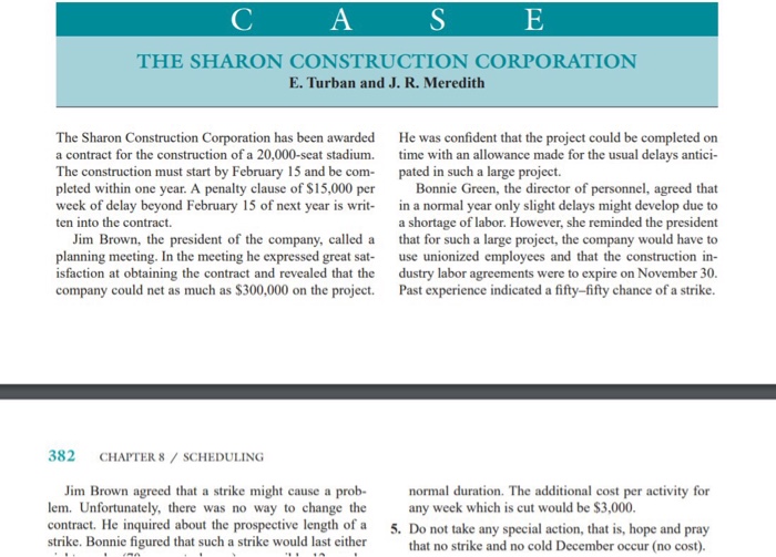 Solved THE SHARON CONSTRUCTION CORPORATION E. Turban and J. | Chegg.com