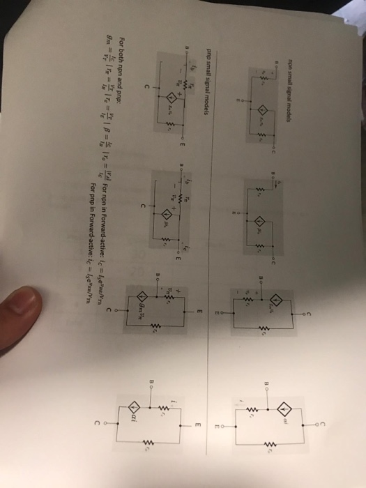 npn small signal models pnp small For both npn and | Chegg.com
