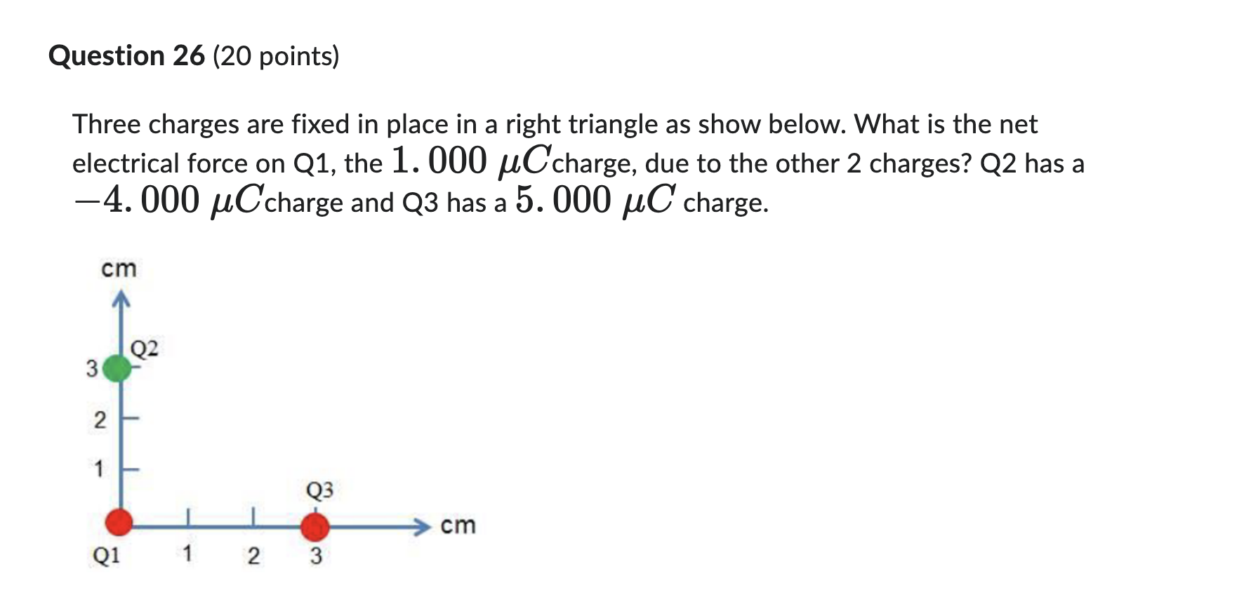 Solved Three charges are fixed in place in a right triangle | Chegg.com