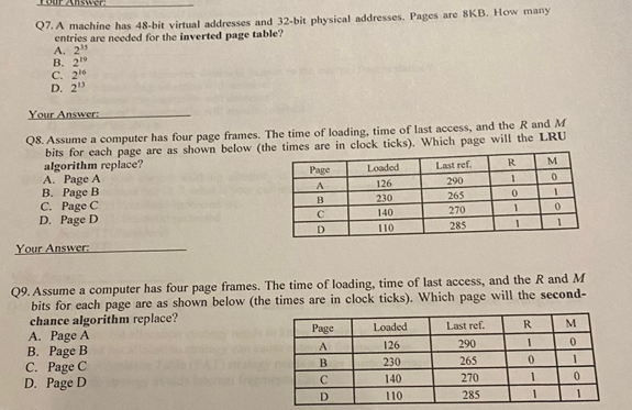 Solved 07. A machine has 48-bit virtual addresses and 32-bit | Chegg.com