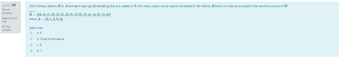 Solved With a binary relation Ron A and each tuple (a, b) | Chegg.com