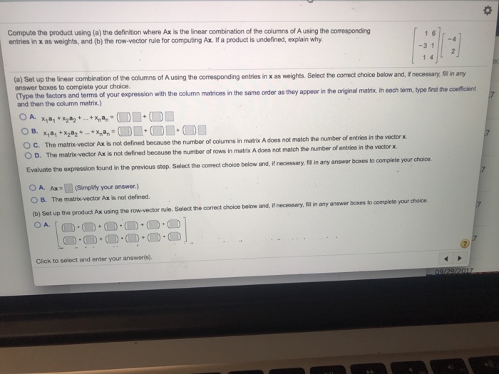 Solved Compute the product using (a) the definition where Ax | Chegg.com
