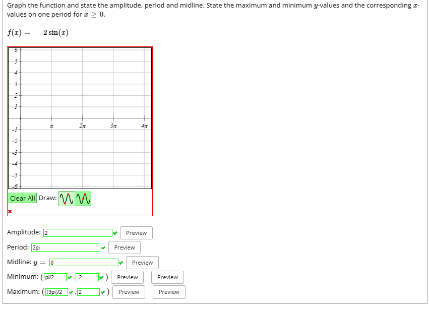 Solved Graph the function and state the amplitude, period | Chegg.com