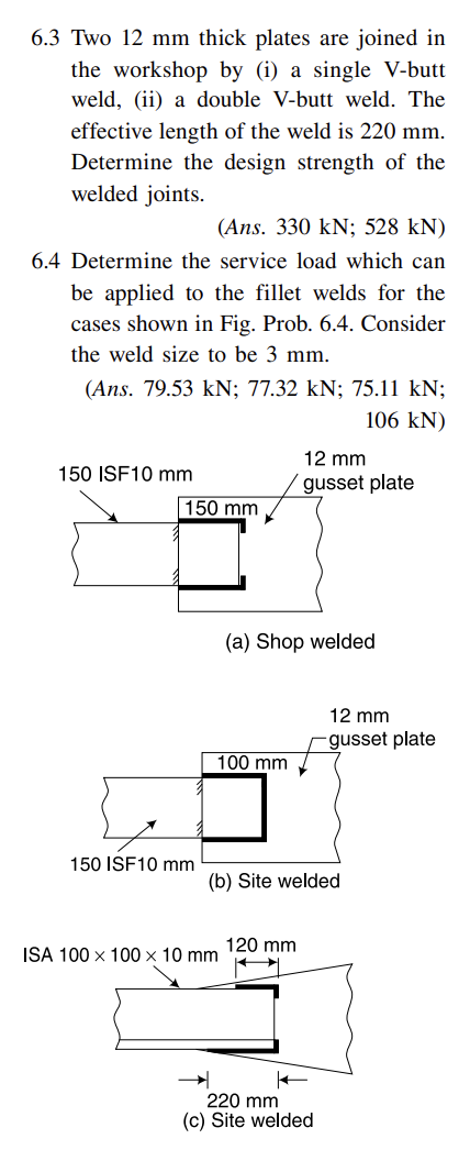 Solved 6.3 Two 12 mm thick plates are joined in the workshop | Chegg.com