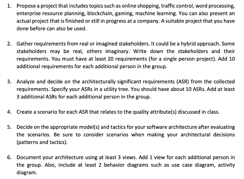 Solved 1. Propose a project that includes topics such as | Chegg.com