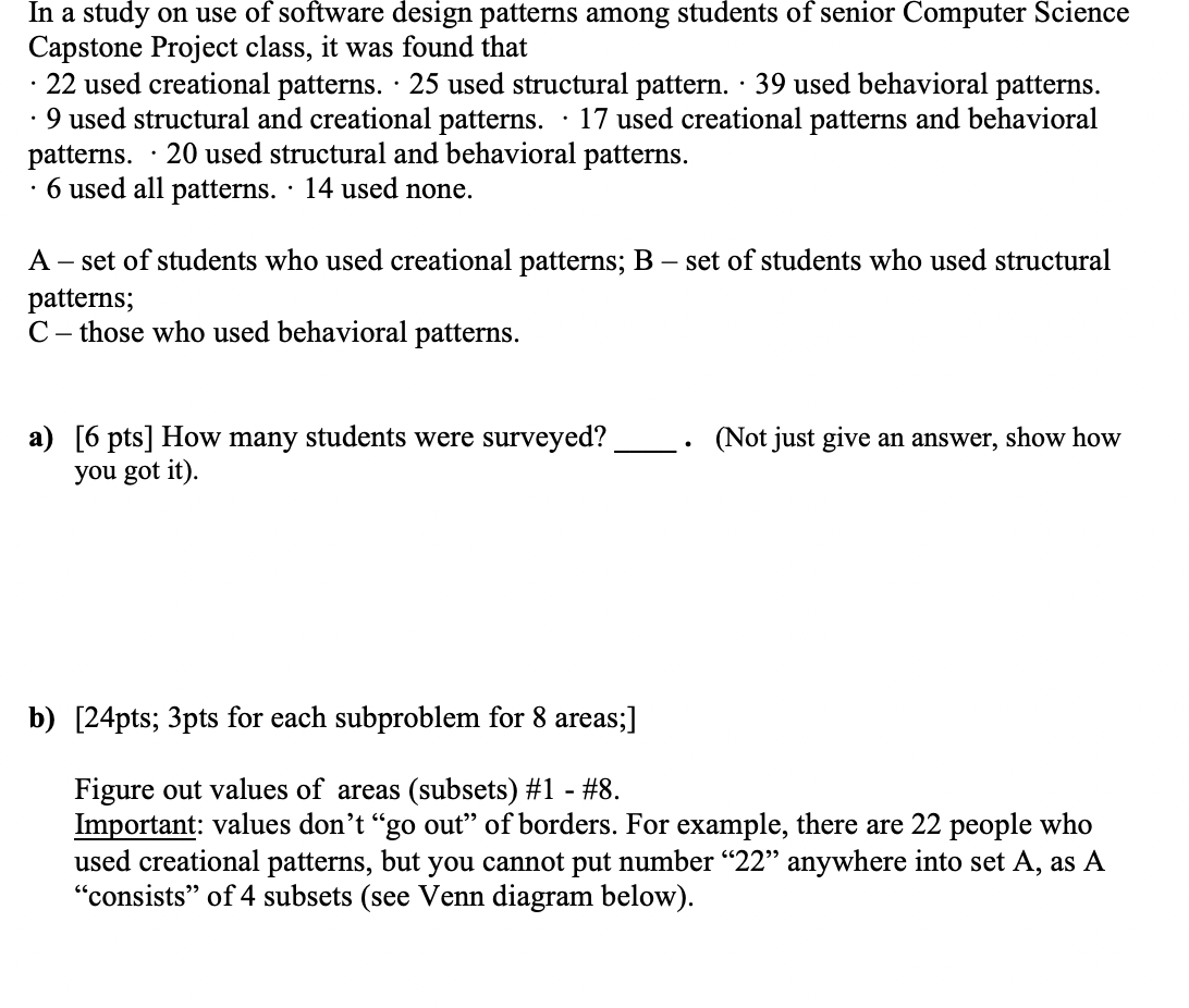 Solved In a study on use of software design patterns among | Chegg.com