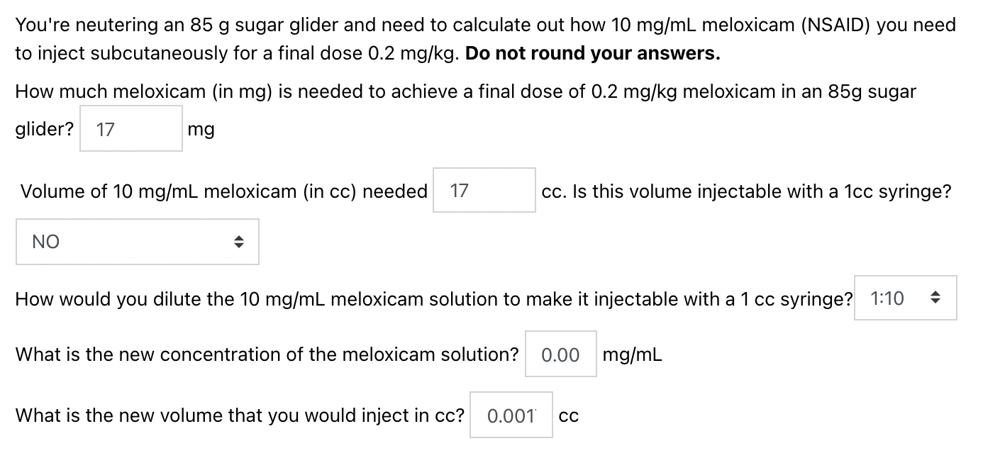Solved You're neutering an 85 g sugar glider and need to | Chegg.com