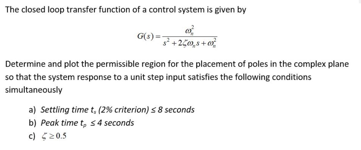 Solved The closed loop transfer function of a control system | Chegg.com