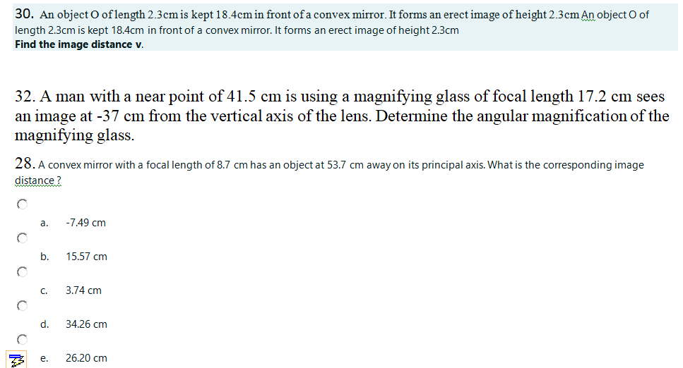 Solved 30. An object O of length 2.3cm is kept 18.4cm in | Chegg.com